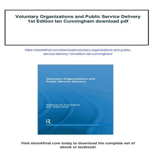 Voluntary Organizations and Public Service Delivery 1st Edition Ian ...