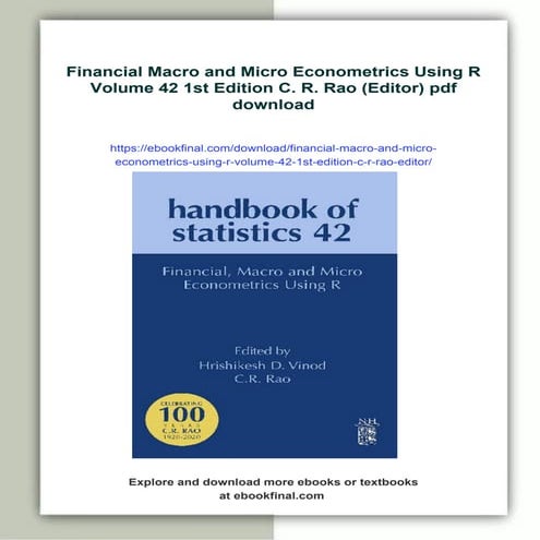 Financial Macro and Micro Econometrics Using R Volume 42 1st Edition C. R. Rao (Editor) | PDF
