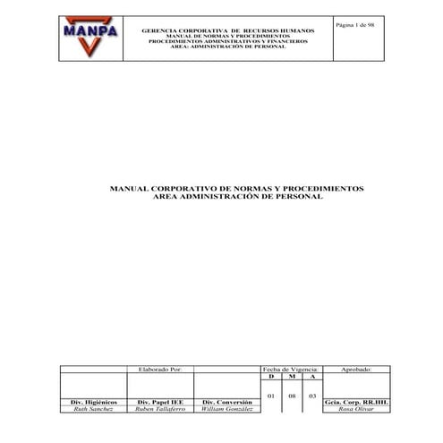 Ejemplo manual procedimientos | PDF