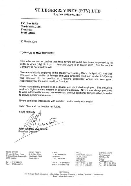 B2 - Reference Letter - Steinhoff | PDF