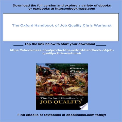 The Oxford Handbook of Job Quality Chris Warhurst | PDF