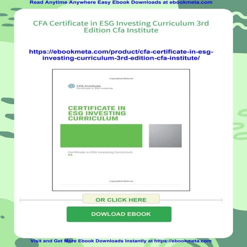 CFA Certificate in ESG Investing Curriculum 3rd Edition Cfa Institute | PDF
