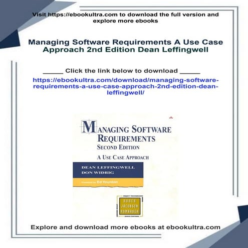 Managing Software Requirements A Use Case Approach 2nd Edition Dean Leffingwell | PDF