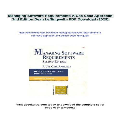Managing Software Requirements A Use Case Approach 2nd Edition Dean ...