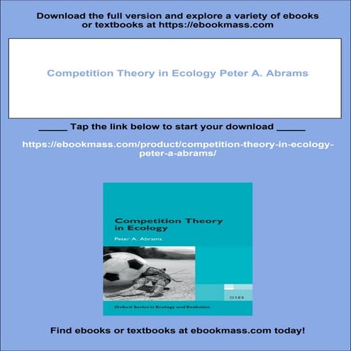 Competition Theory in Ecology Peter A. Abrams | PDF