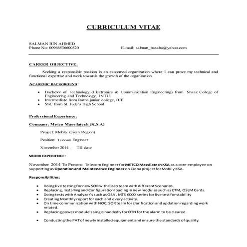 salman cv | DOCX | Computer Networking | Computing