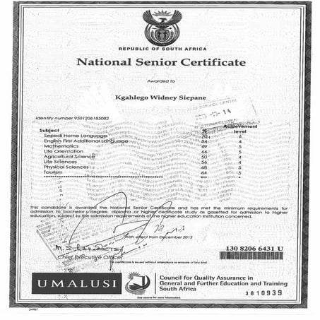 Matric Certificate | PDF