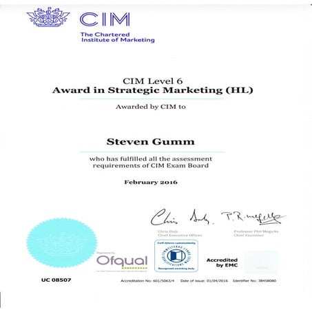 CIM Strategic Marketing | PDF