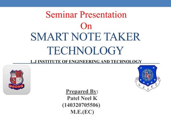 SMART NOTE TAKER | PPTX | Tablets and E-readers | Consumer Electronics