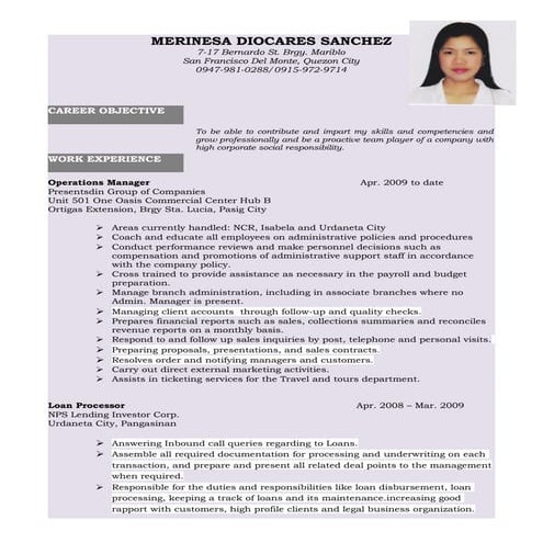 MERINESA SANCHEZ - RESUME | PDF