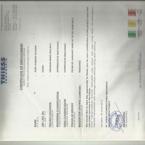 Letter of employment Thiess | PDF