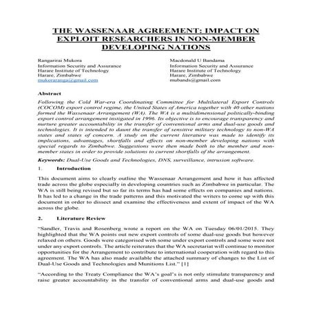 Wassenaar Agreement | PDF