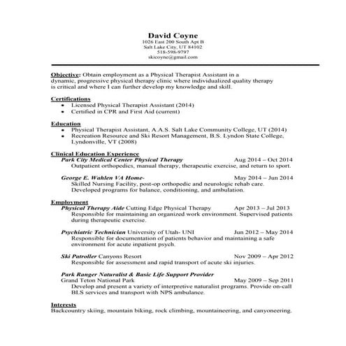 PTA Resume #2 | PDF