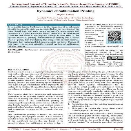 Dynamics of Sublimation Printing | PDF