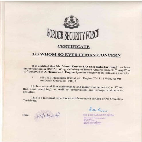 exp. cert. BSF | PDF | Air Travel | Travel Type