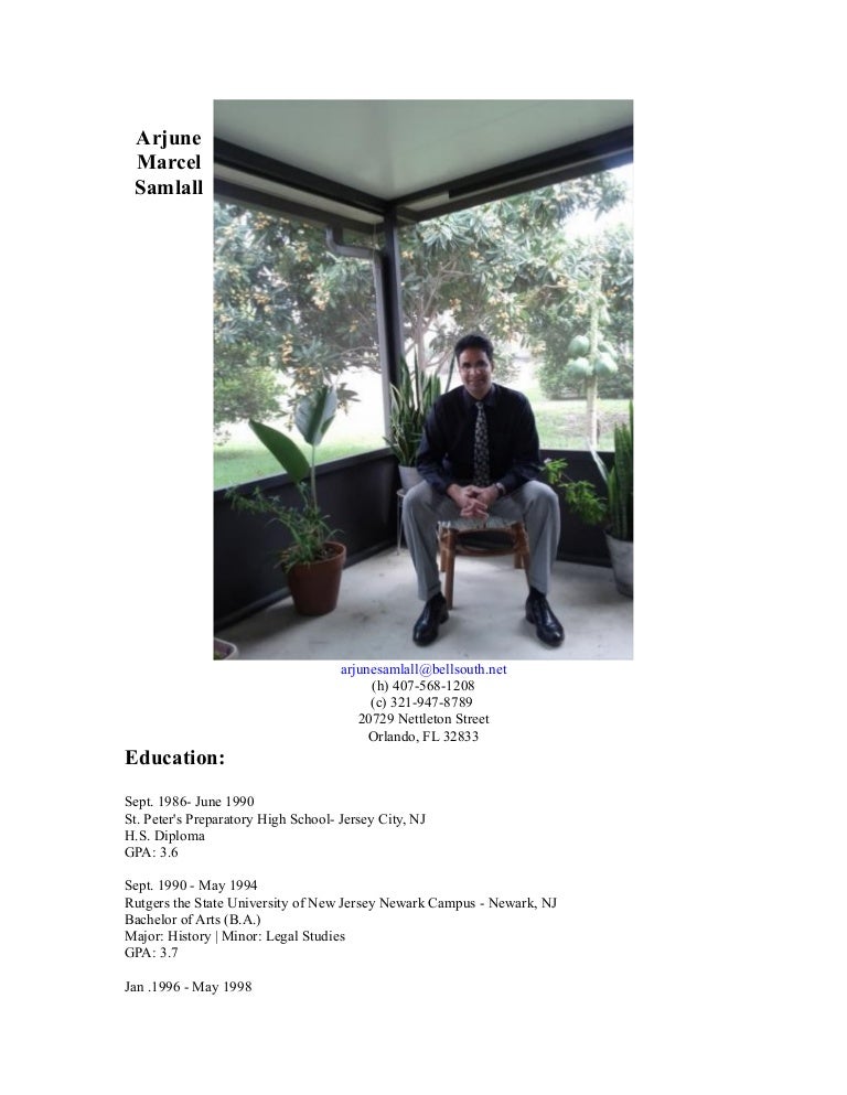 Arjune Marcel Samlall Detailed Resume 2016