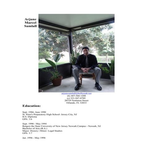 Arjune Marcel Samlall Detailed Resume 2016 | PDF