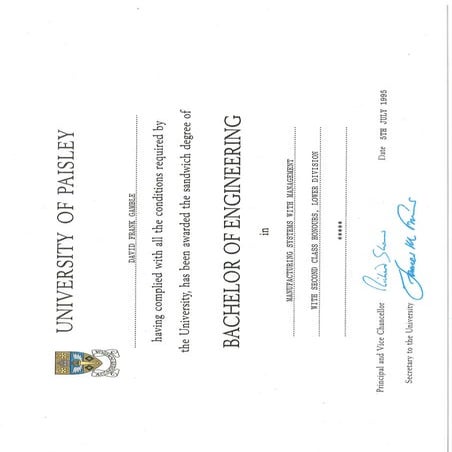 Dave Gamble B.eng Hons Mapm presentations