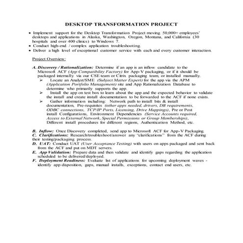 DESKTOP TRANSFORMATION PROJECT | DOCX | Computer Software and ...