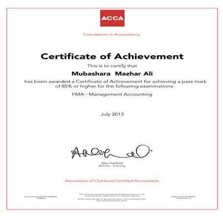FMA certificate | PDF