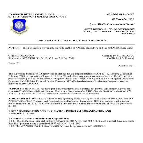 Expired 607 ASOG Standards & Evaluation Program | PDF