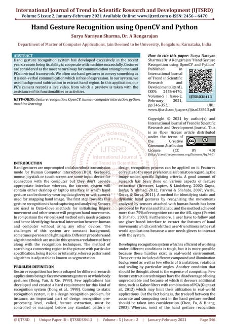 Hand Gesture Recognition Using Opencv And Python Pdf