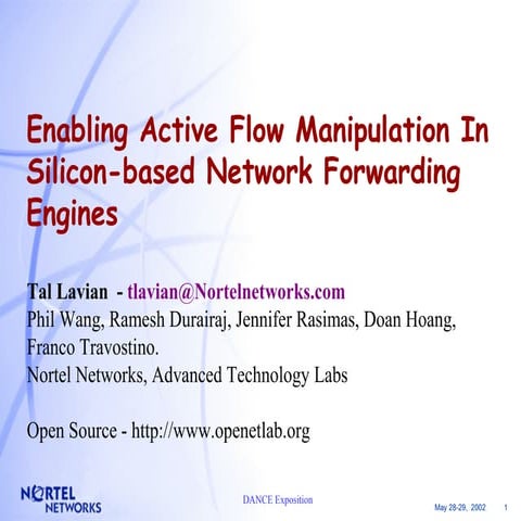 Enabling Active Flow Manipulation In Silicon-based Network Forwarding Engines | PPT