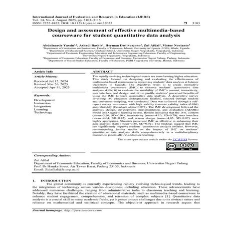 Design and assessment of effective multimedia-based courseware for student quantitative data ...