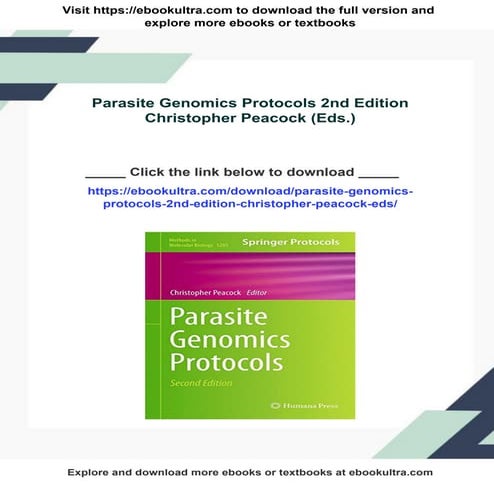 Parasite Genomics Protocols 2nd Edition Christopher Peacock (Eds.) | PDF