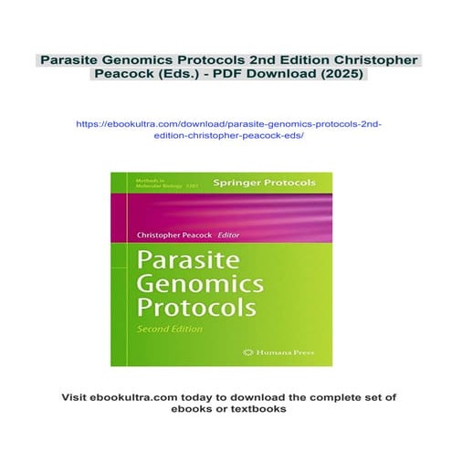 Parasite Genomics Protocols 2nd Edition Christopher Peacock (Eds.) | PDF