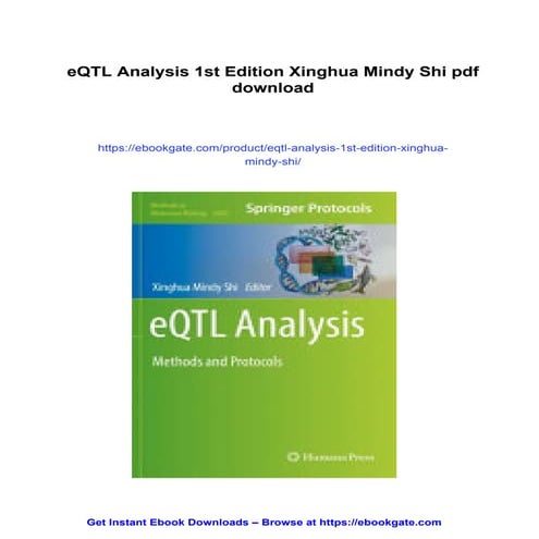eQTL Analysis 1st Edition Xinghua Mindy Shi | PDF