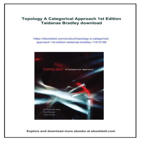 Topology A Categorical Approach 1st Edition Taidanae Bradley | PDF