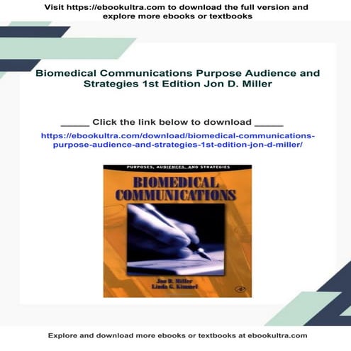 Biomedical Communications Purpose Audience and Strategies 1st Edition Jon D. Miller | PDF