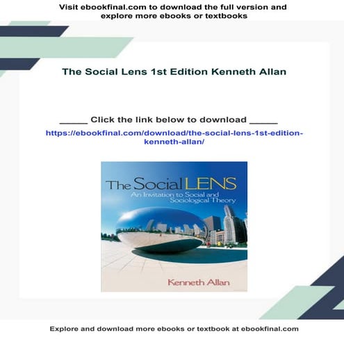 The Social Lens 1st Edition Kenneth Allan | PDF