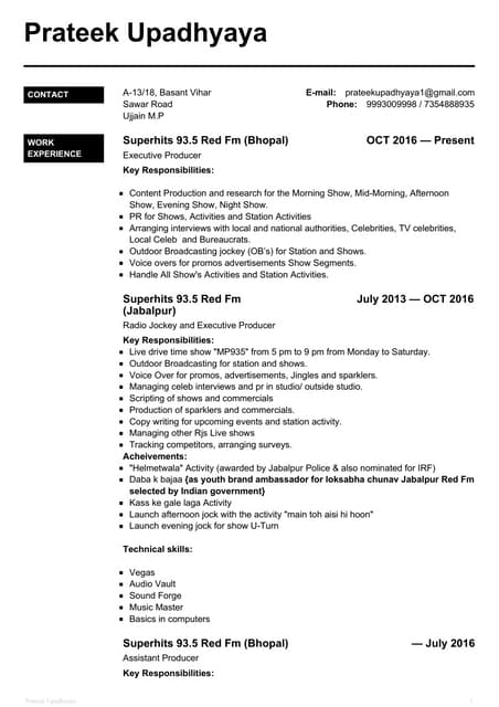 RJ PRATEEK CV | PDF