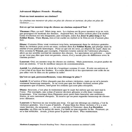 Advanced Higher French Reading.PDF