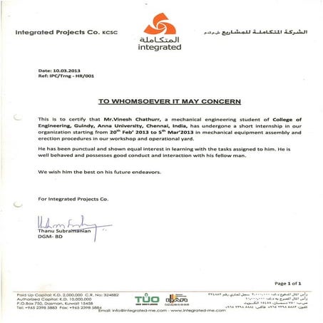 Internship certificate | PDF
