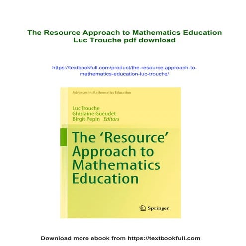 The Resource Approach to Mathematics Education Luc Trouche | PDF