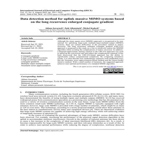 Data Detection Method For Uplink Massive Mimo Systems Based On The Long Recurrence Enlarged 