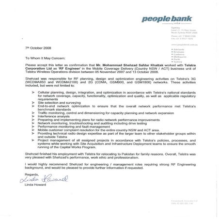 Peoplebank_Telstra Experience Letter | PDF