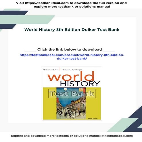 World History 8th Edition Duiker Test Bank | PDF