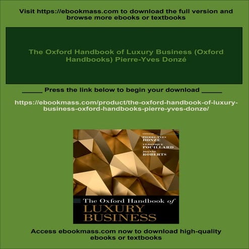 The Oxford Handbook of Luxury Business (Oxford Handbooks) Pierre-Yves ...