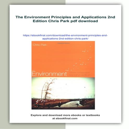 The Environment Principles and Applications 2nd Edition Chris Park | PDF