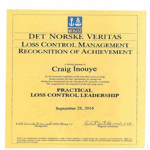 Craig Inouye PLCL Certificate | PDF