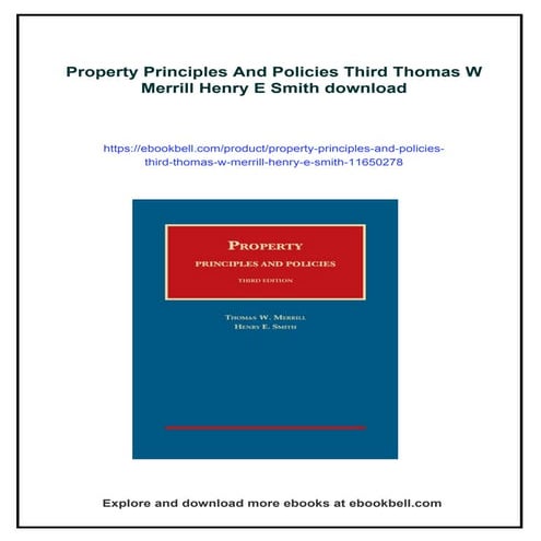 Property Principles And Policies Third Thomas W Merrill Henry E Smith | PDF