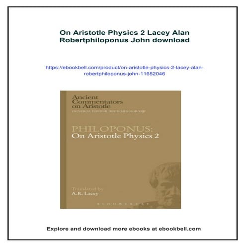 On Aristotle Physics 2 Lacey Alan Robertphiloponus John | PDF