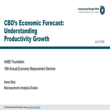 CBO’s Economic Forecast: Understanding Productivity Growth | PPT