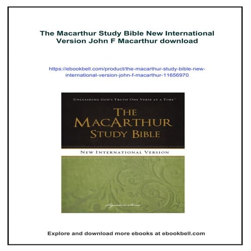 The Macarthur Study Bible New International Version John F Macarthur | PDF