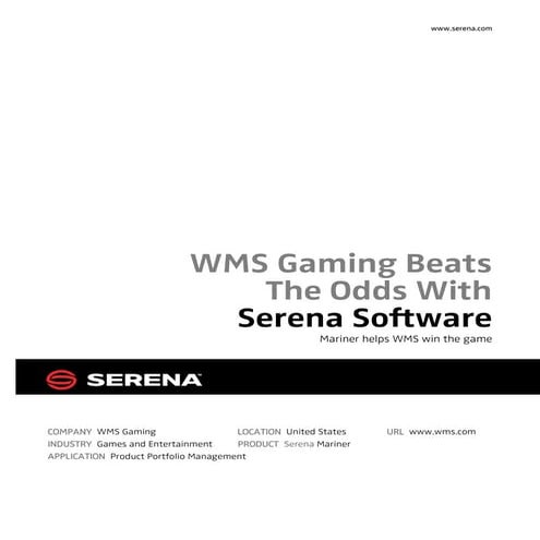 WMS Gaming Beats the Odds With Serena Mariner | PDF