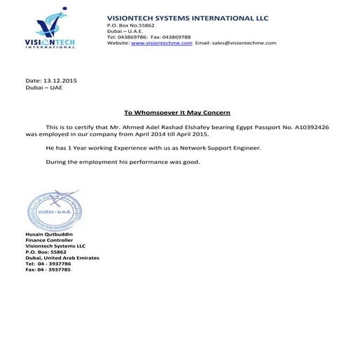 Visiontech letter | PDF